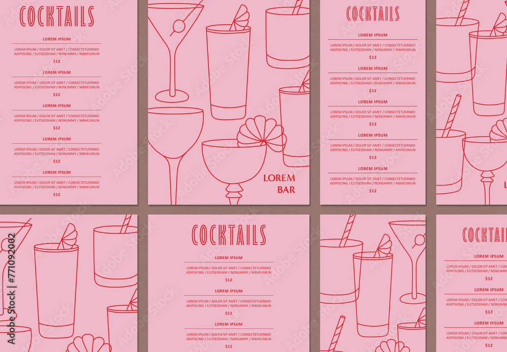 Cocktail Menu with Drinks Template Stock Template | Adobe Stock