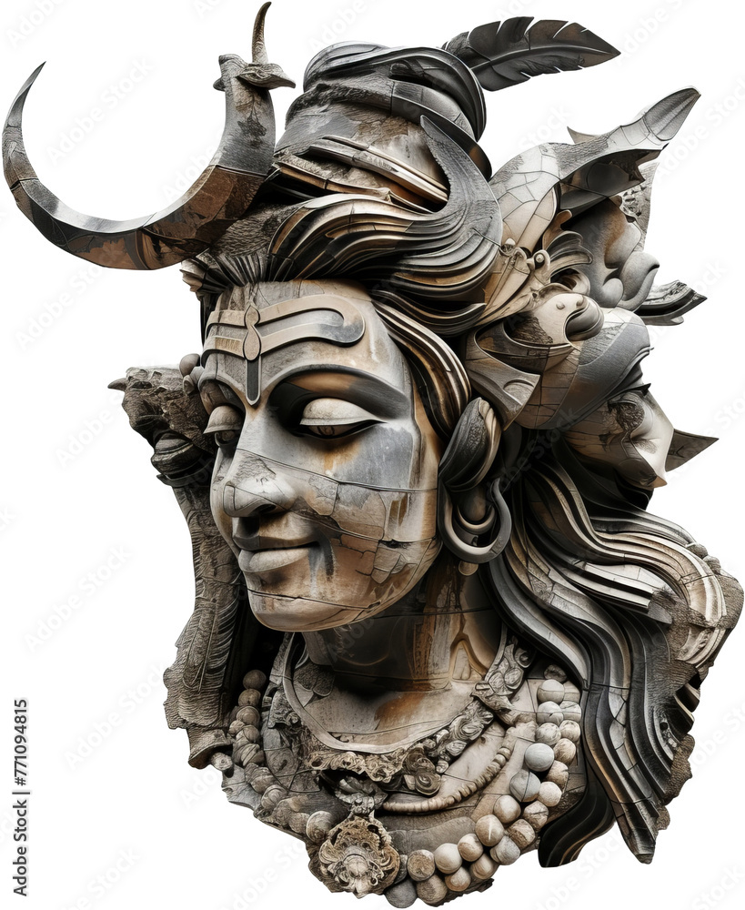 Shiva Meditating ascetic figure with trident and traditional Hindu ...
