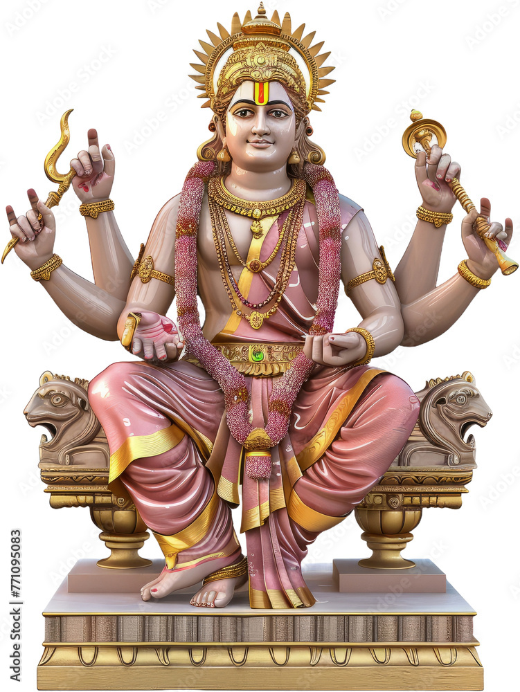 Vishnu Winged deity figure in Hindu mythology with diya and damaru cut ...