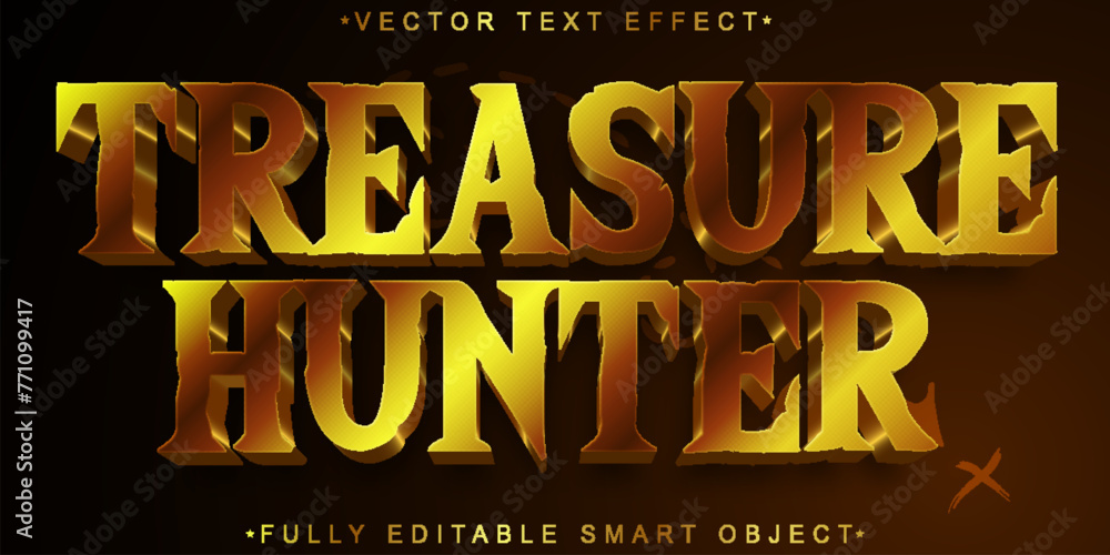 Golden Treasure Hunter Vector Fully Editable Smart Object Text Effect ...