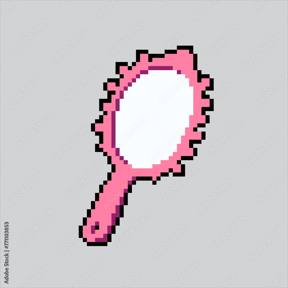 Pixel art illustration Mini Mirror. Pixelated Hand Mirror. Beauty Mini ...