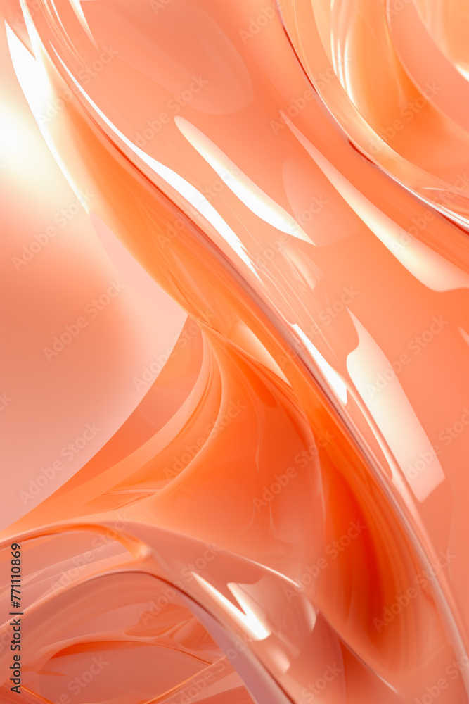 Abstract geometric peach fuzz background with glass spiral tubes, flow ...