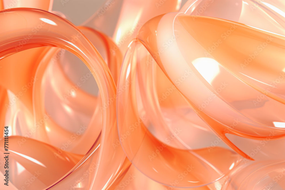 Abstract geometric peach fuzz background with glass spiral tubes, flow ...
