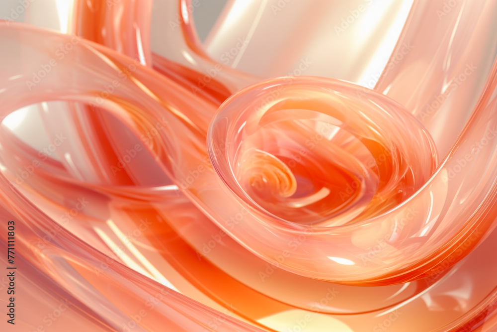 Abstract geometric peach fuzz background with glass spiral tubes, flow ...