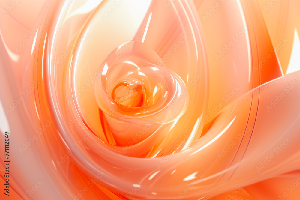 Abstract geometric peach fuzz background with glass spiral tubes, flow ...