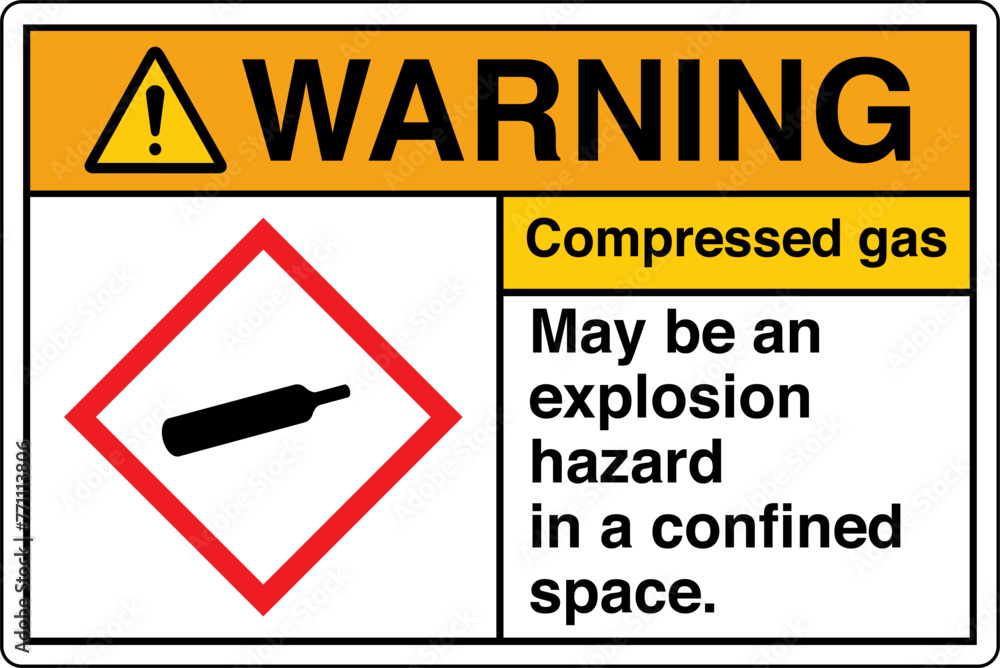 ANSI Z535 WARNING GHS Chemicals Label and Hazard - Compressed gas may ...