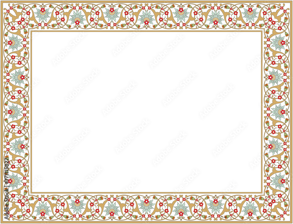 Vector illustration for Arabic floral frame, Traditional Islamic design ...