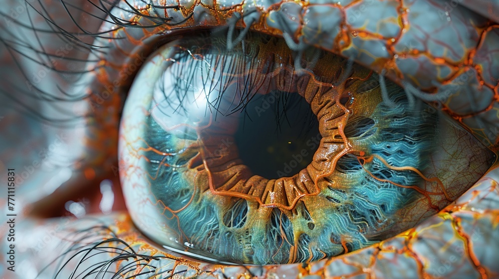 Detailed 3D Render of Human Eye Anatomy with Iris and Optic Nerve Close ...