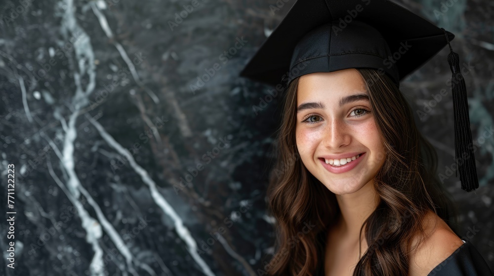Student cap, graduation cap, diploma, banner: a triumphant celebration ...