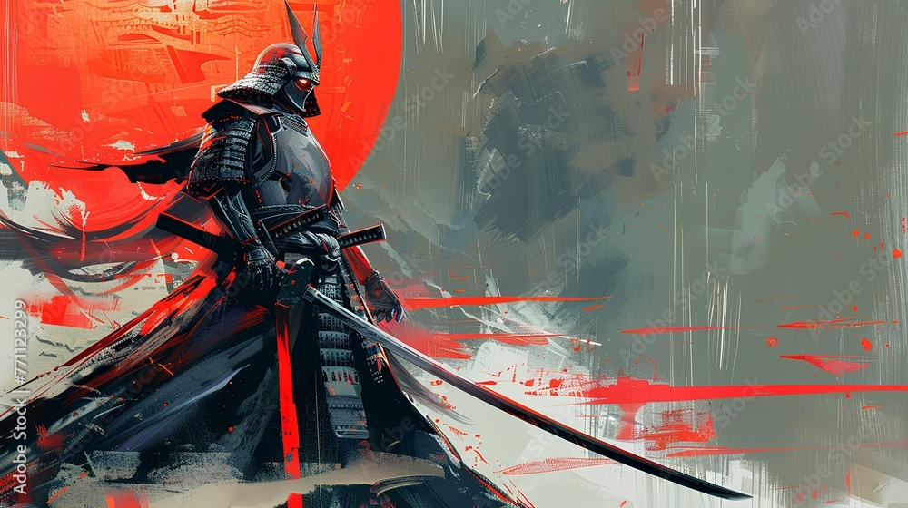A character design of as an legendary samurai. Japanese animation style ...