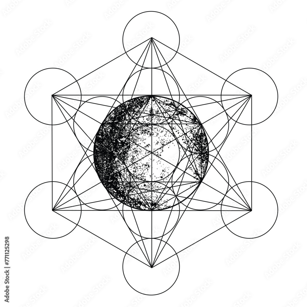 Vetor de Metatron Cube. Moon pagan Wicca moon goddess symbol. Three ...