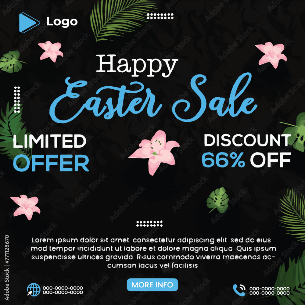 Easter day festival sale instagram post and social media banner design template | Easter day ...