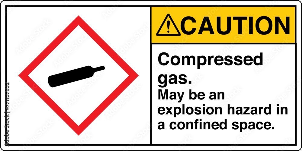 ANSI Z535 CAUTION GHS Chemicals Label and Hazard - Compressed gas may ...