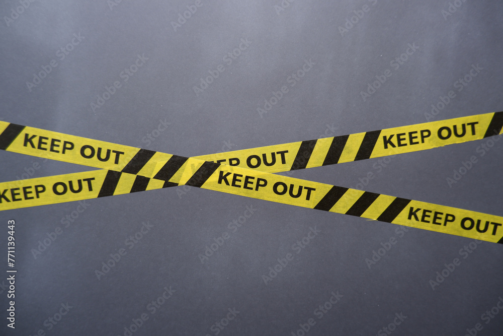 Keep out Police lines on dark background. incident, accident, limit ...