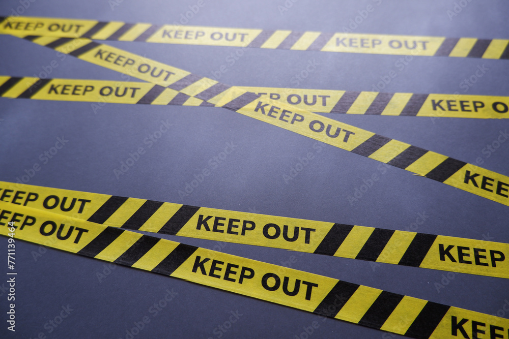 Keep out Police lines on dark background. incident, accident, limit ...