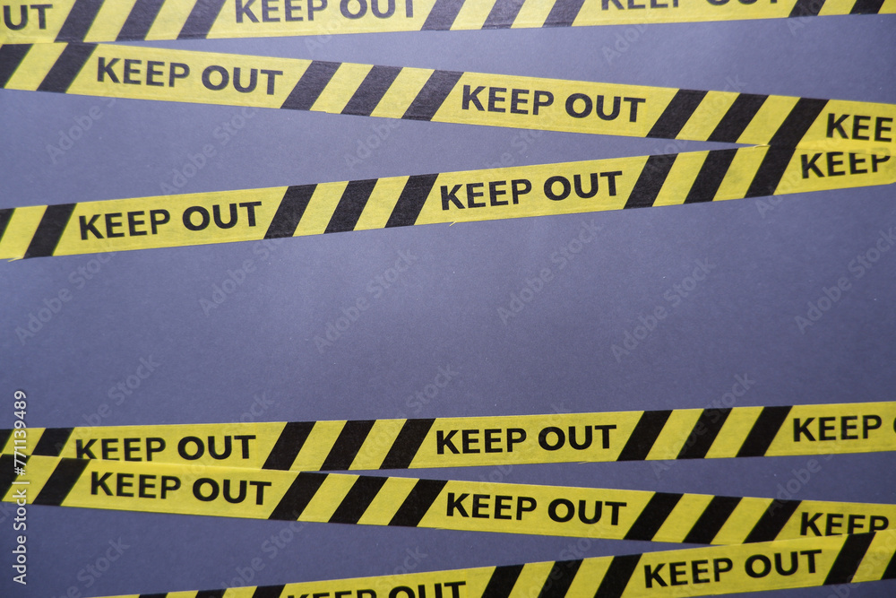 Keep out Police lines on dark background. incident, accident, limit ...
