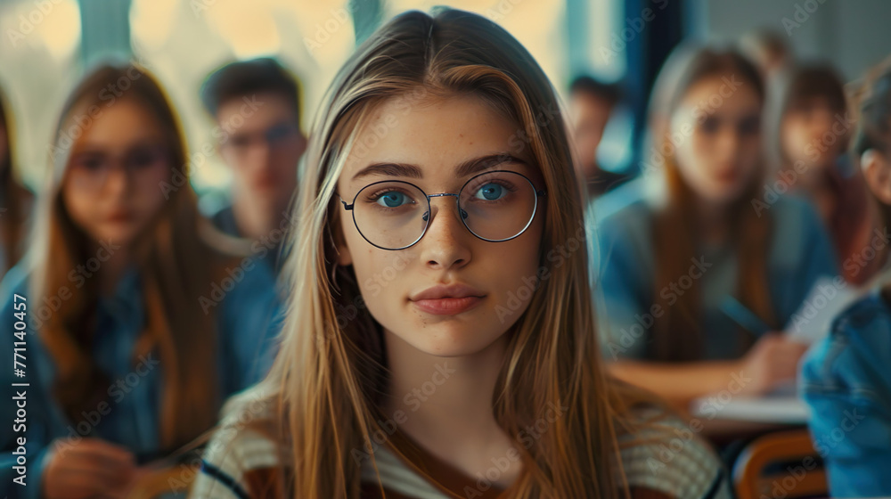 Beautiful, young female students in a university of many nationalities ...