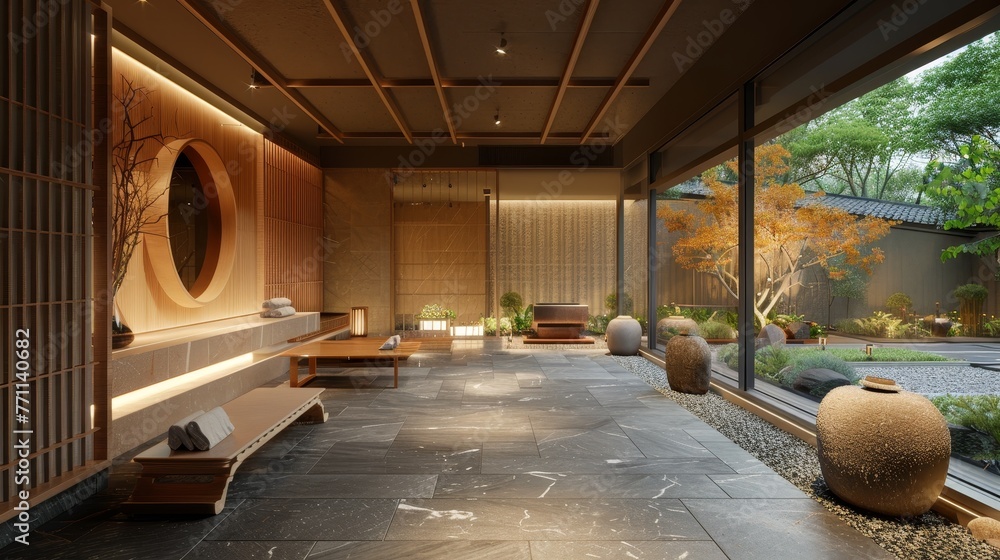 Showcasing the serene beauty of a zen-inspired wellness center AI ...