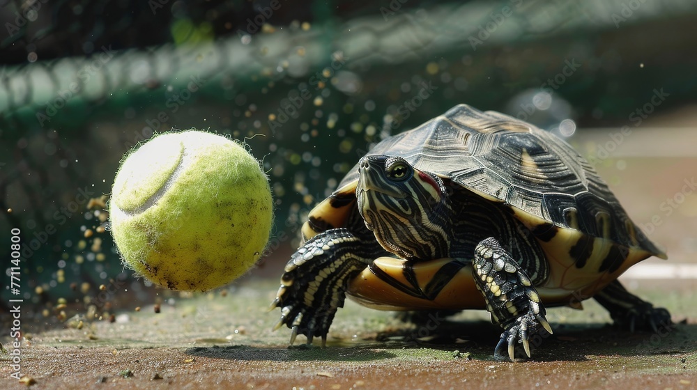Tennis Turtles Detailed photographs of turtles playing tennis or ...