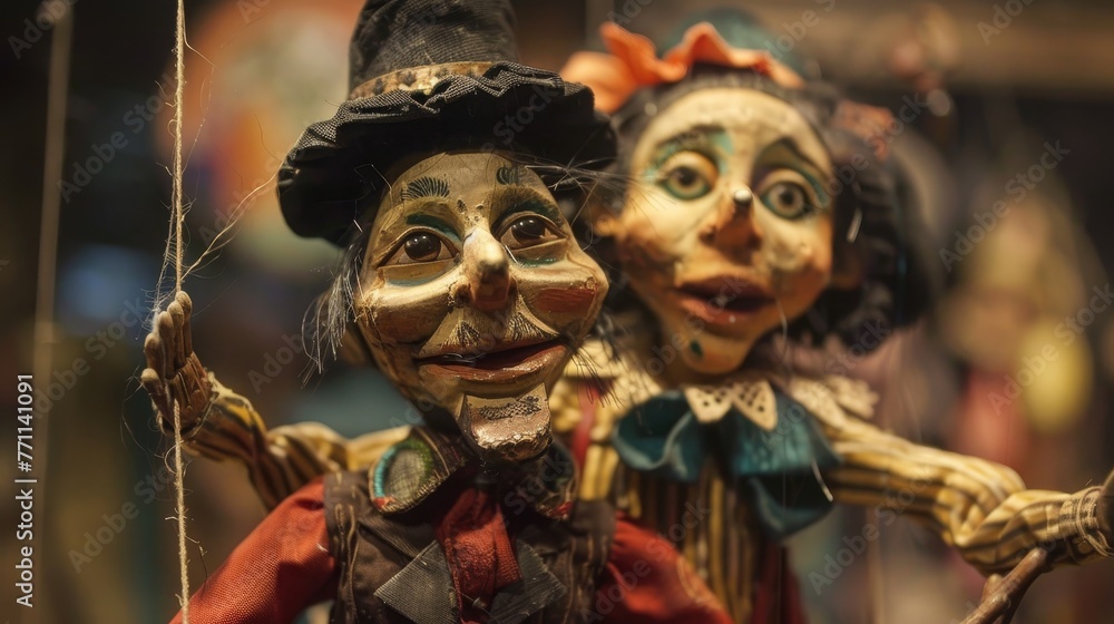 Whimsical Puppetry Cinematic shots of puppet shows and puppeteers ...