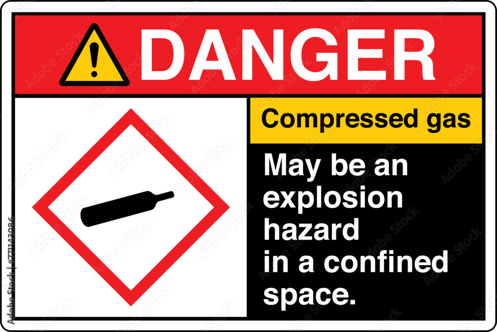 09 ANSI Z535 DANGER GHS Chemicals Label and Hazard - Compressed gas may ...