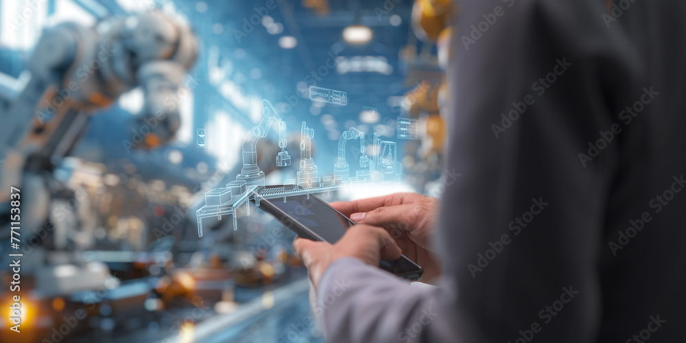 Control the work with an infographic screen. Precision engineering A ...