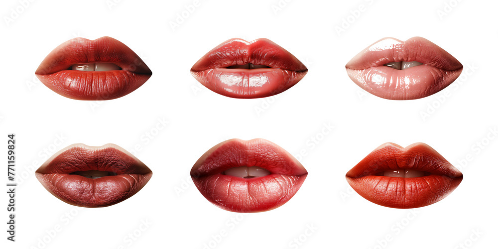 Collection of women's lips isolated on a transparent background, PNG ...