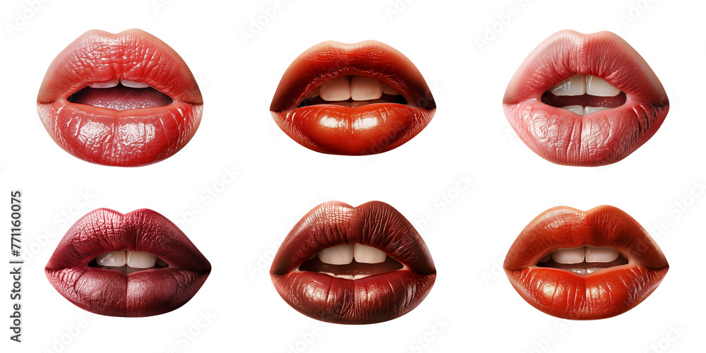Collection of women's lips isolated on a transparent background, PNG ...
