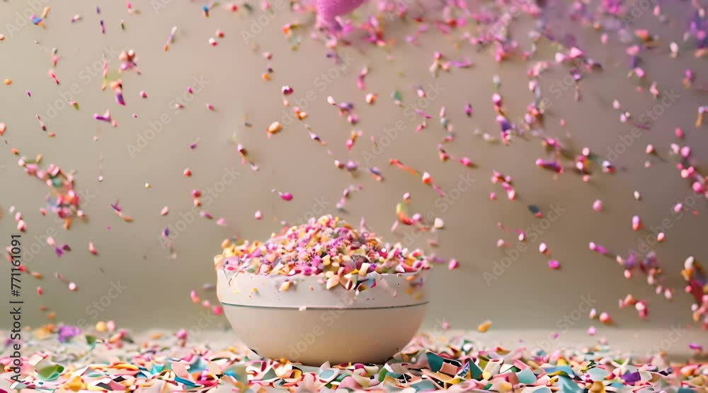 Vidéo Stock Confetti celebratory explosion with elements on a pastel ...