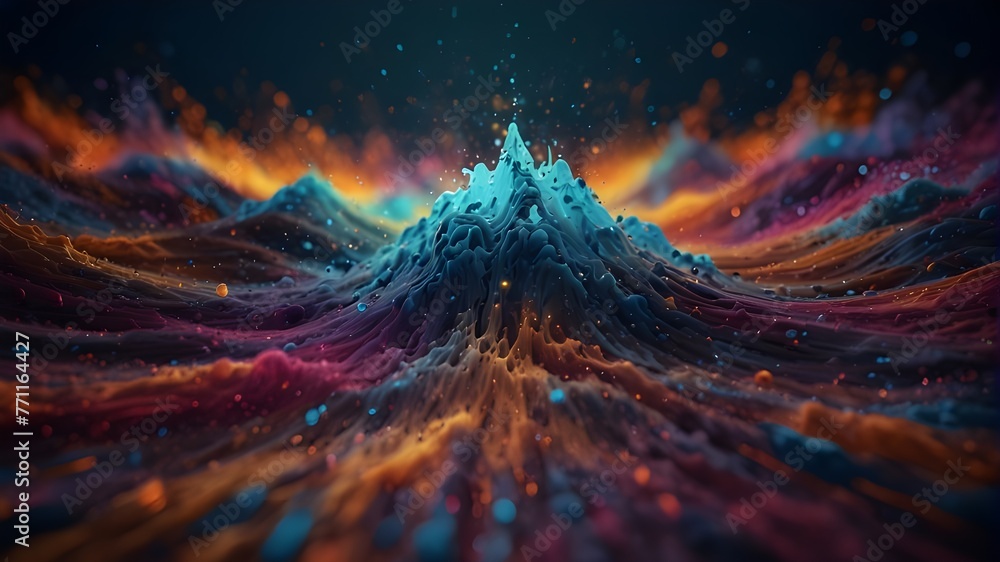 Waves of brilliant particles Sound and music visualization, futuristic shiny blue line wave ...