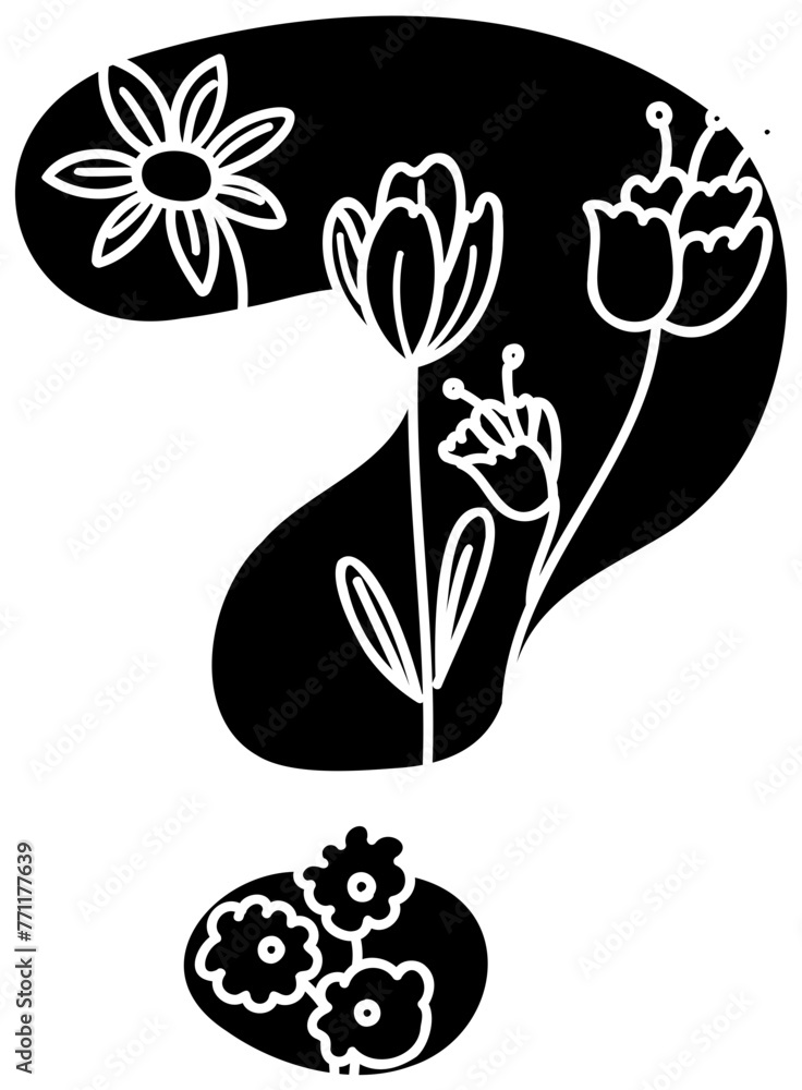 Question Mark fill alphabet letter handwritten font with flower ...