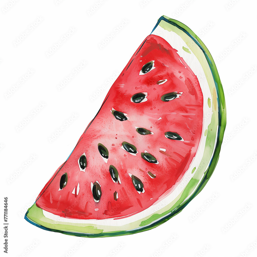 watercolor watermelon slice isolated on white background. clip art of ...