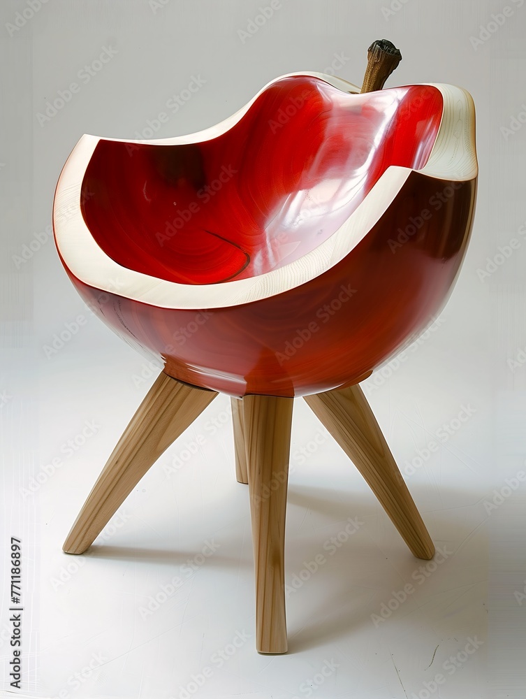 red bowl wooden base stand glass sculpture armchair swirl diaper shaped ...