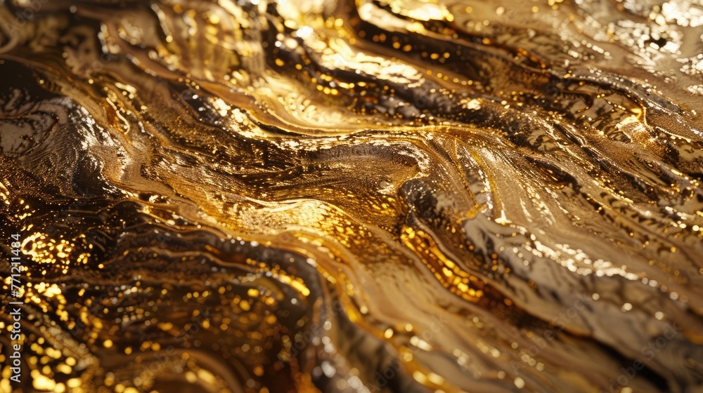 the gilded intricacies of a molten gold texture, frozen in time to ...