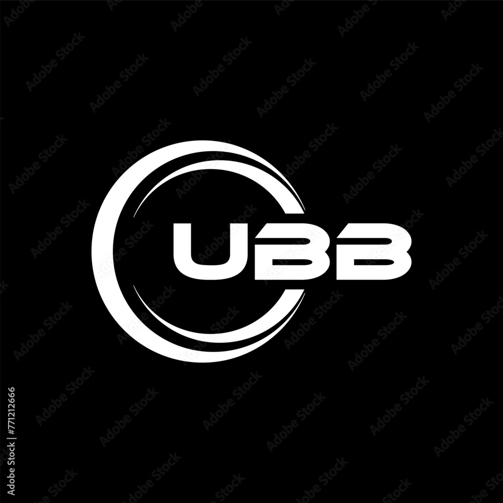 UBB letter logo design with black background in illustrator, cube logo ...
