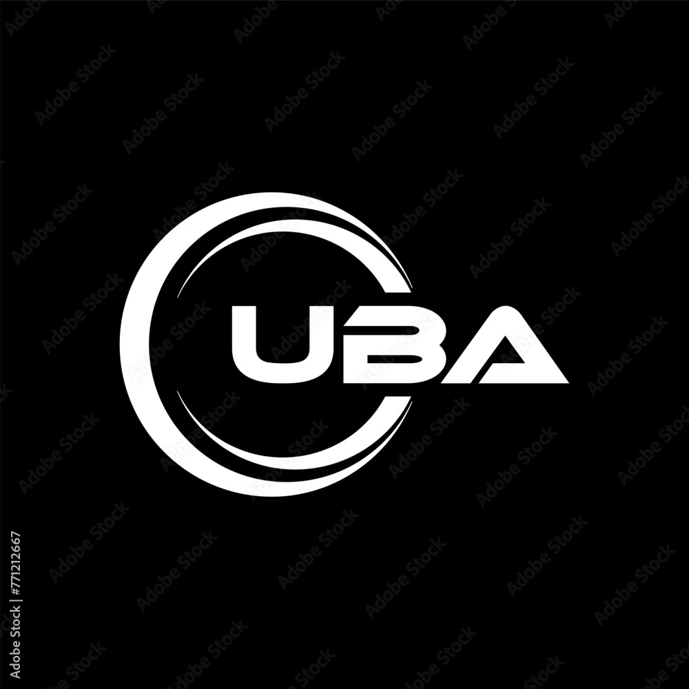 UBA letter logo design with black background in illustrator, cube logo ...