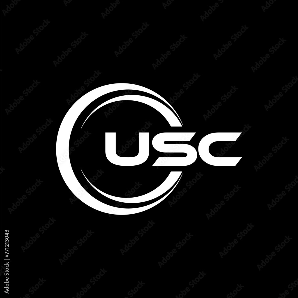 USC letter logo design with black background in illustrator, cube logo ...
