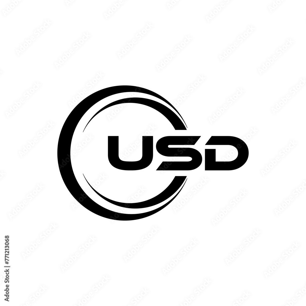 USD letter logo design with white background in illustrator, cube logo ...