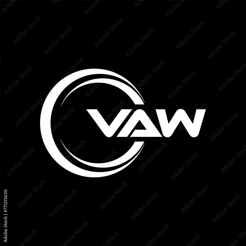 VAW letter logo design with black background in illustrator, cube logo ...