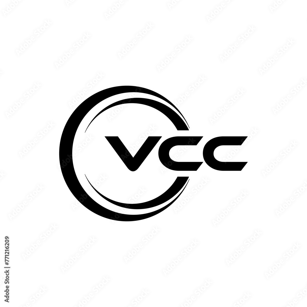 VCC letter logo design with white background in illustrator, cube logo ...