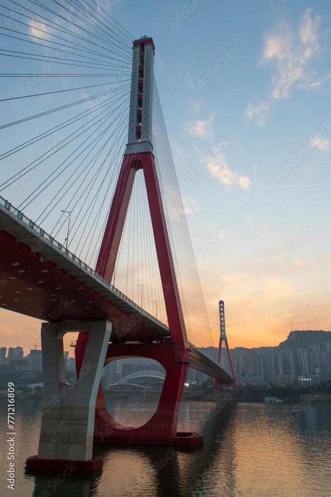 The Yangtze River Bridge in Wanzhou District, Chongqing, China is very ...