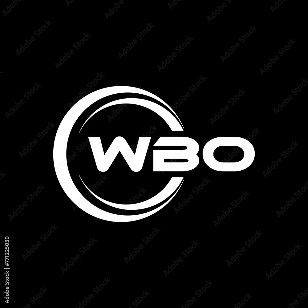 WBO letter logo design with black background in illustrator, cube logo, vector logo, modern ...
