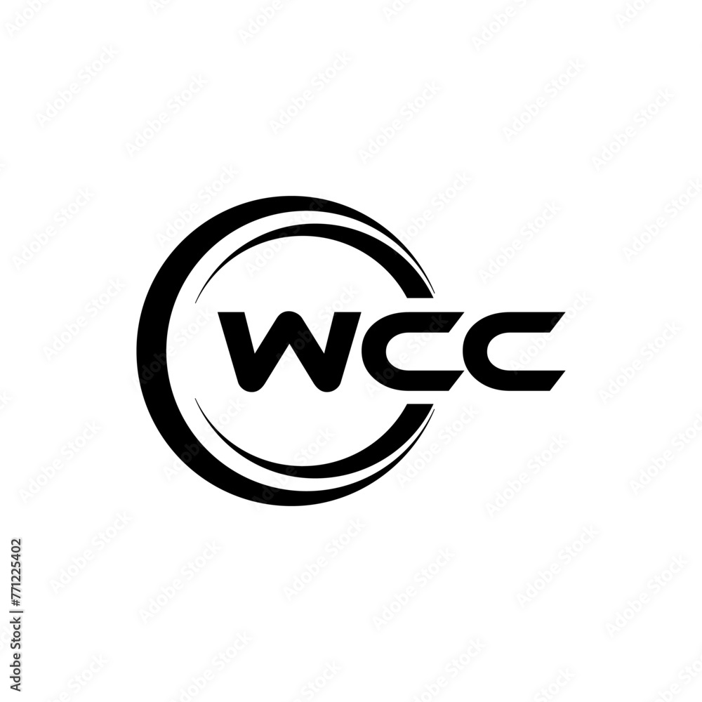 WCC letter logo design with white background in illustrator, cube logo ...
