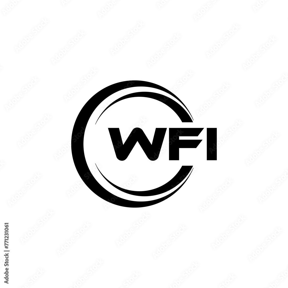 WFI letter logo design with white background in illustrator, cube logo ...