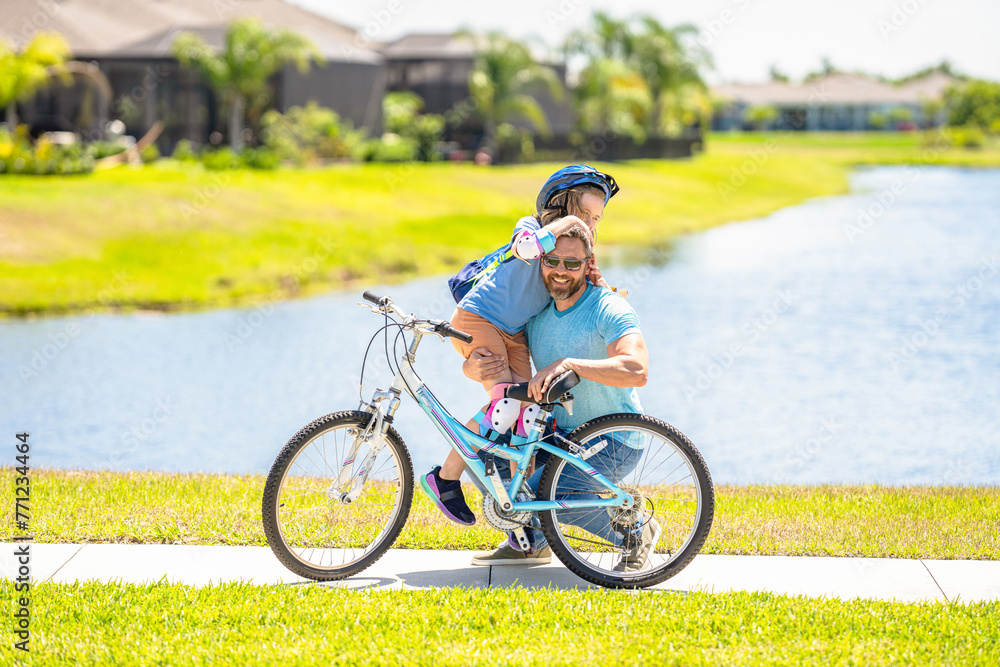 fathers parenting with son outdoor. childhood of son supported by ...