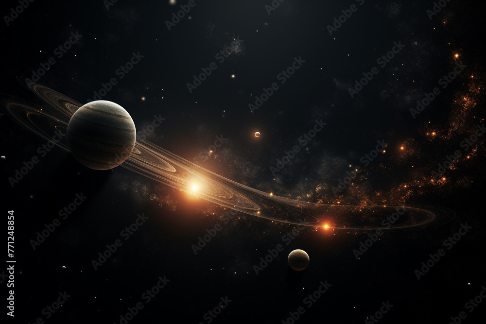 Science, technology, sci-fi, landscape concept. Solar system with round ...