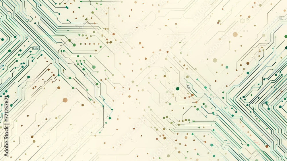 Stylized representation of electronic circuit paths and nodes in a ...