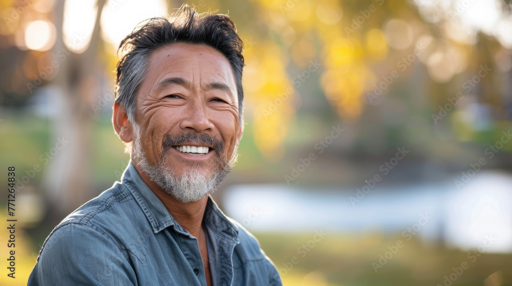 Asian american man in his 50s who exudes happiness and a sense of ...