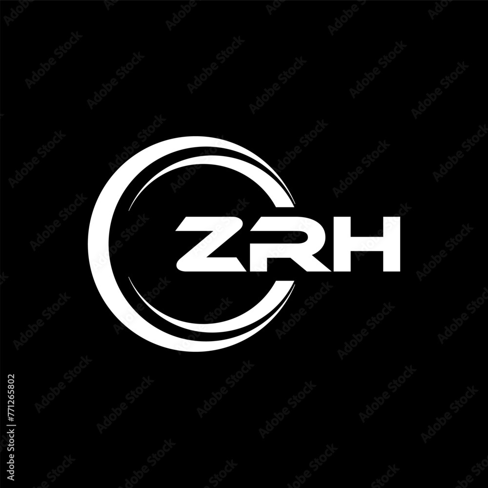ZRH letter logo design with black background in illustrator, cube logo ...