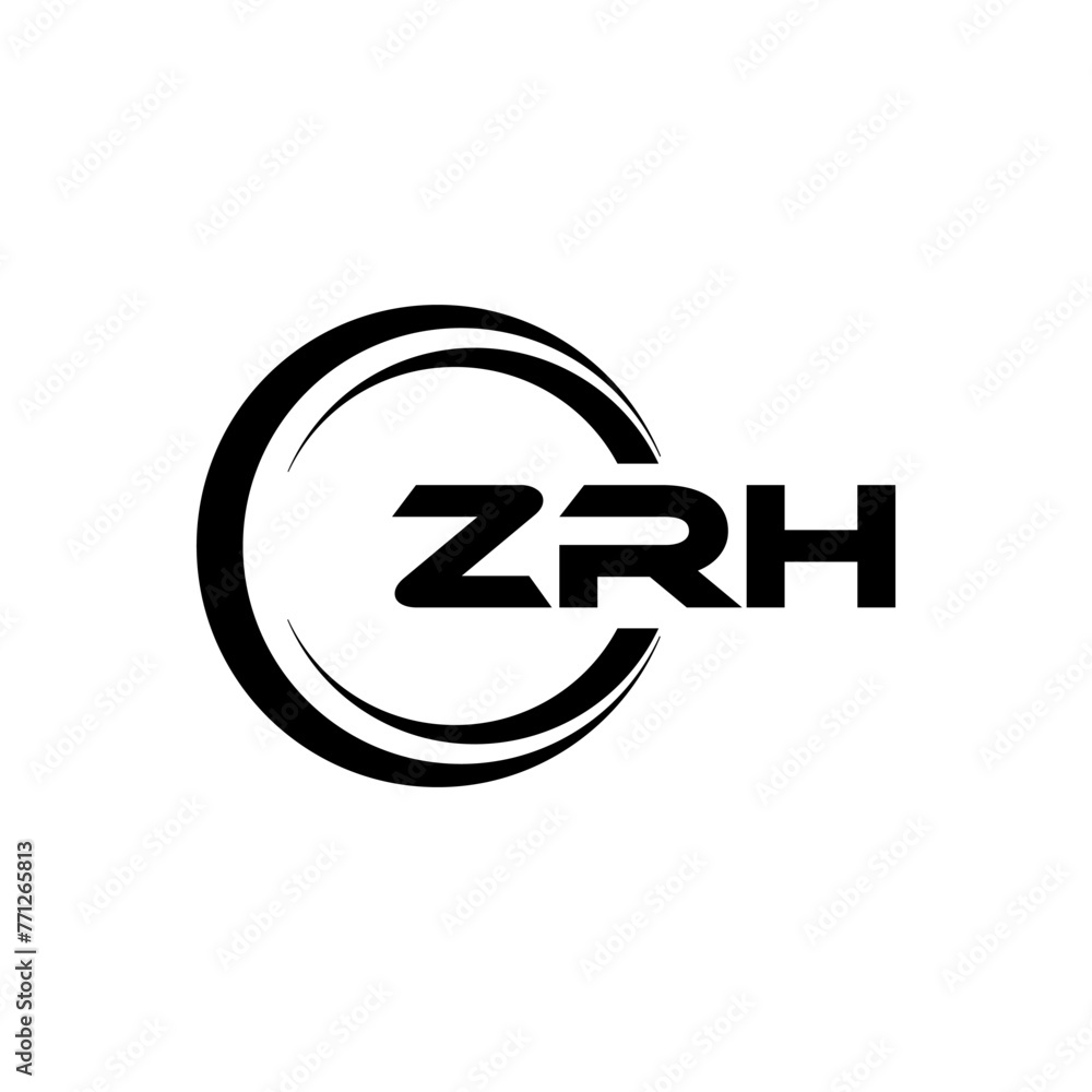 ZRH letter logo design with white background in illustrator, cube logo ...